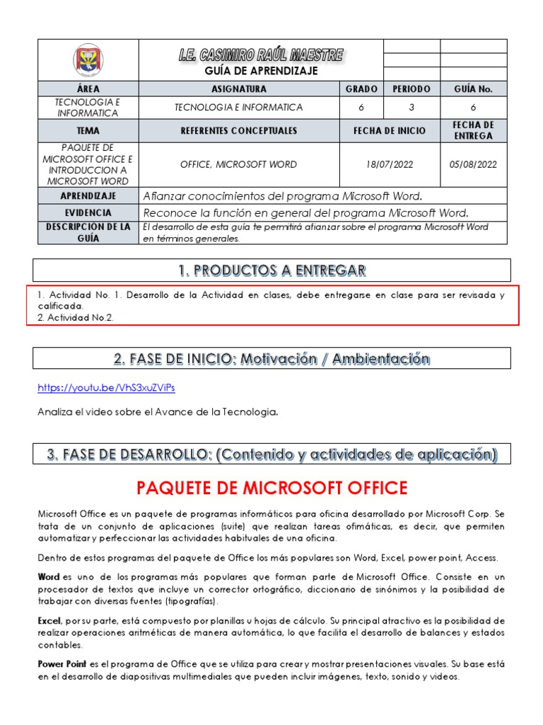 GUIA6INF6 | PDF | Microsoft Office | Microsoft Word