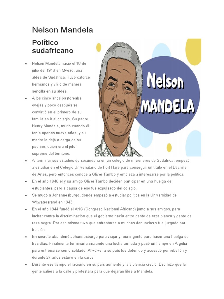 Nelson Mandela | PDF | Nelson Mandela | Congreso Nacional Africano