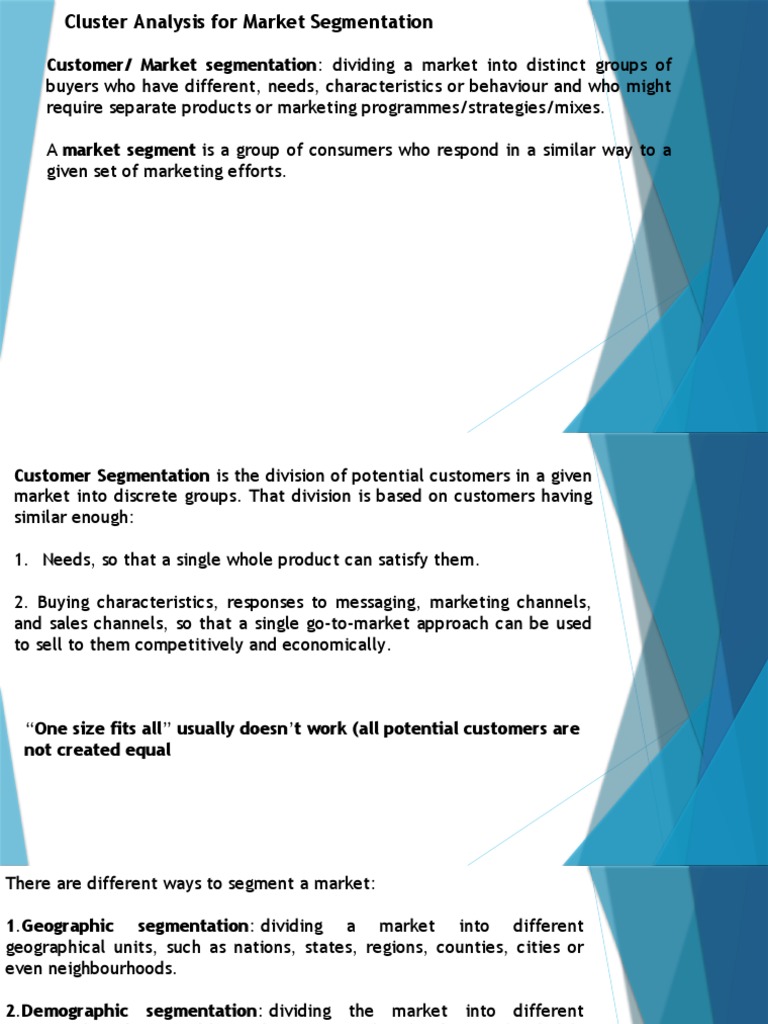 2cluster Analysis For Segmentation Pdf Market Segmentation Cluster Analysis