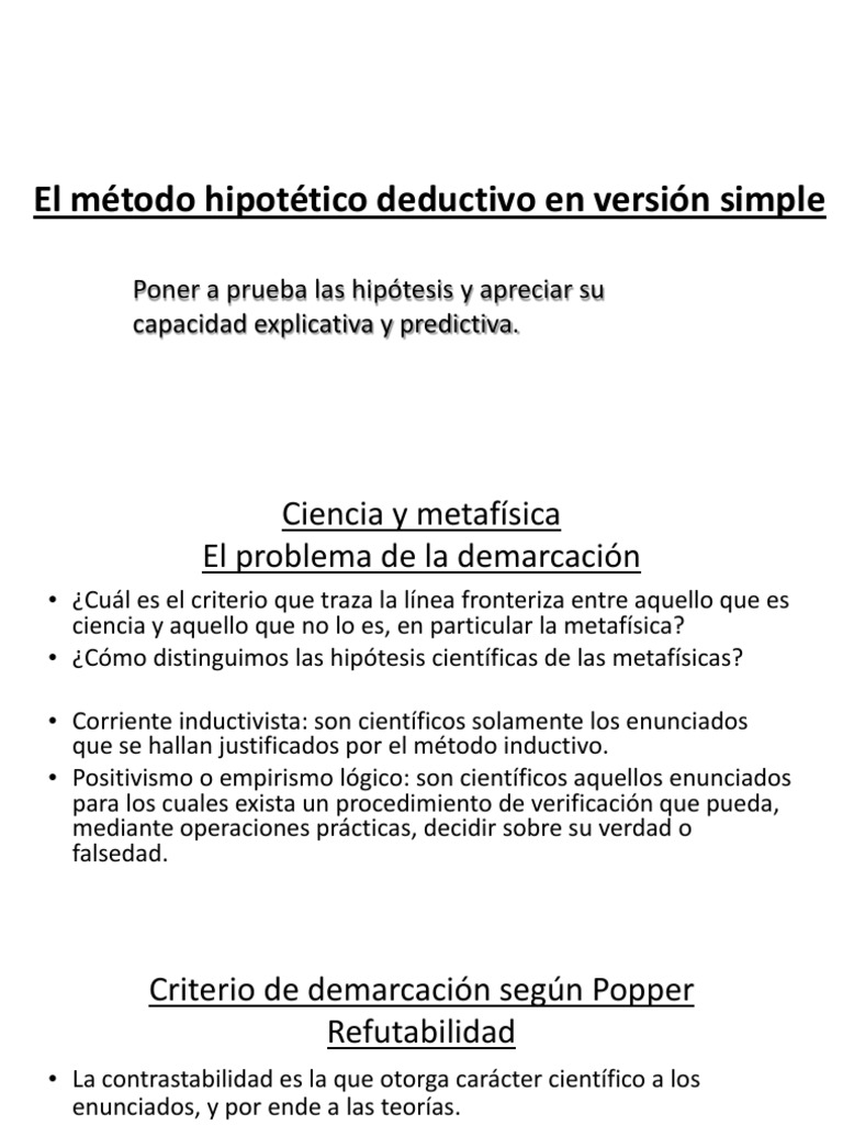 Epistemología Clase 4 El Método Hipotético Deductivo en Versión Simple ...