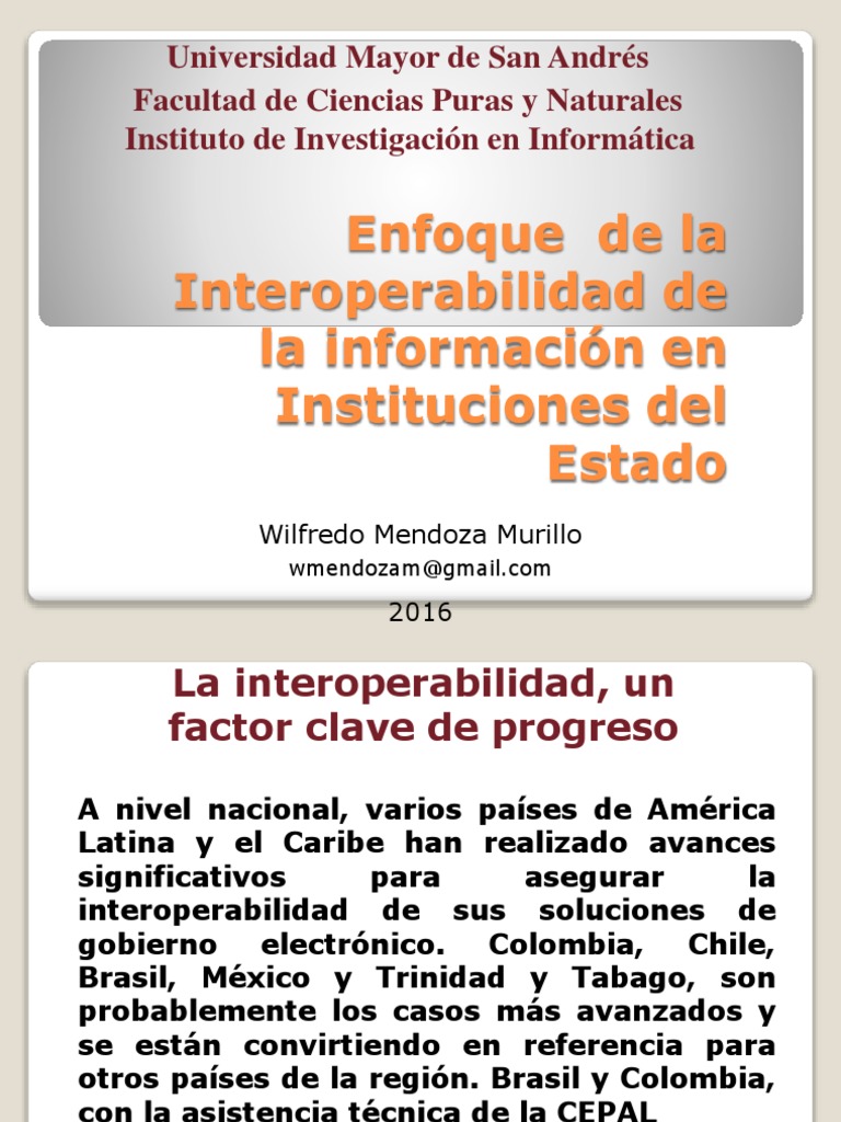 Enfoque de La Interoperabilidad de La Información en Instituciones Del Estado | Descargar gratis ...