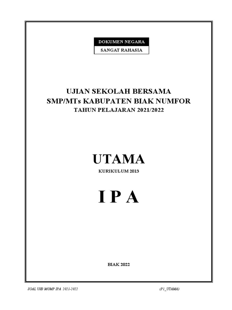 Soal Utama Ipa 2022 | PDF