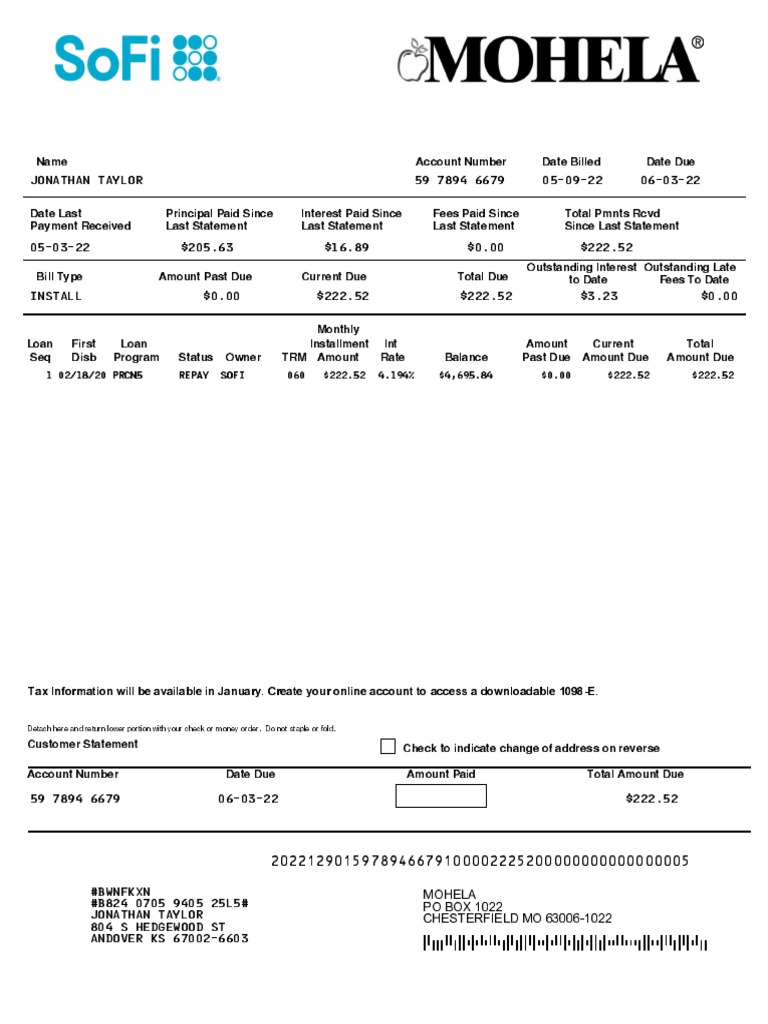 MOHELA Statement Information | PDF | Cheque | Loans