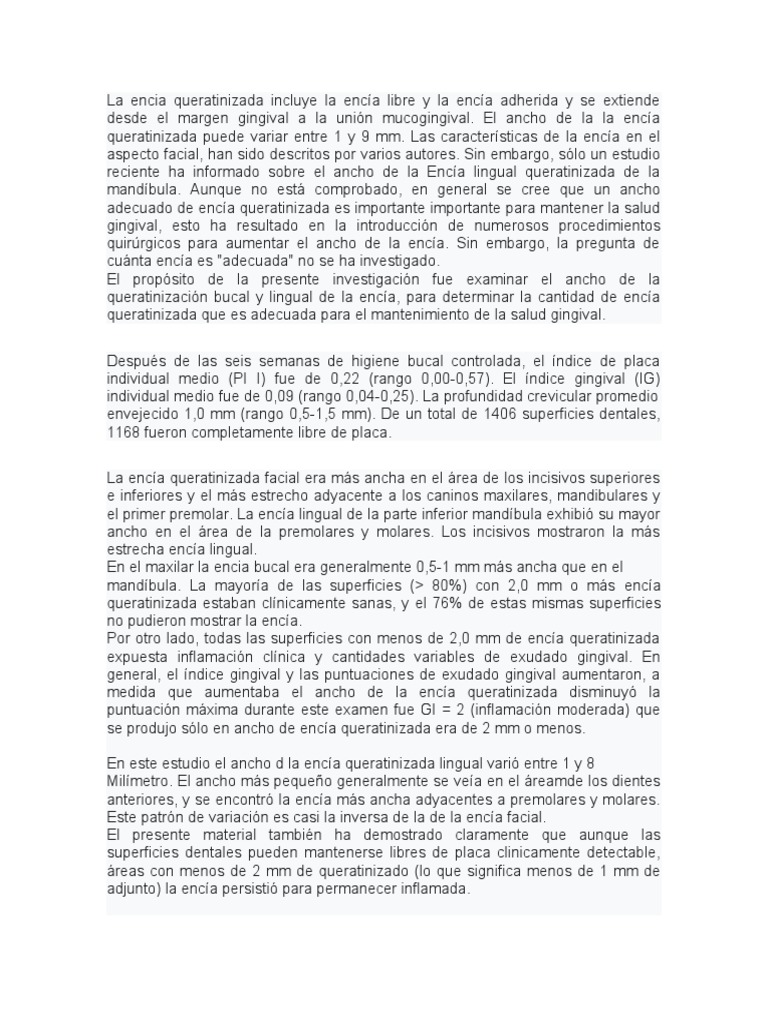 La Encia Queratinizada Incluye La Encía Libre y La Encía Adherida y Se ...
