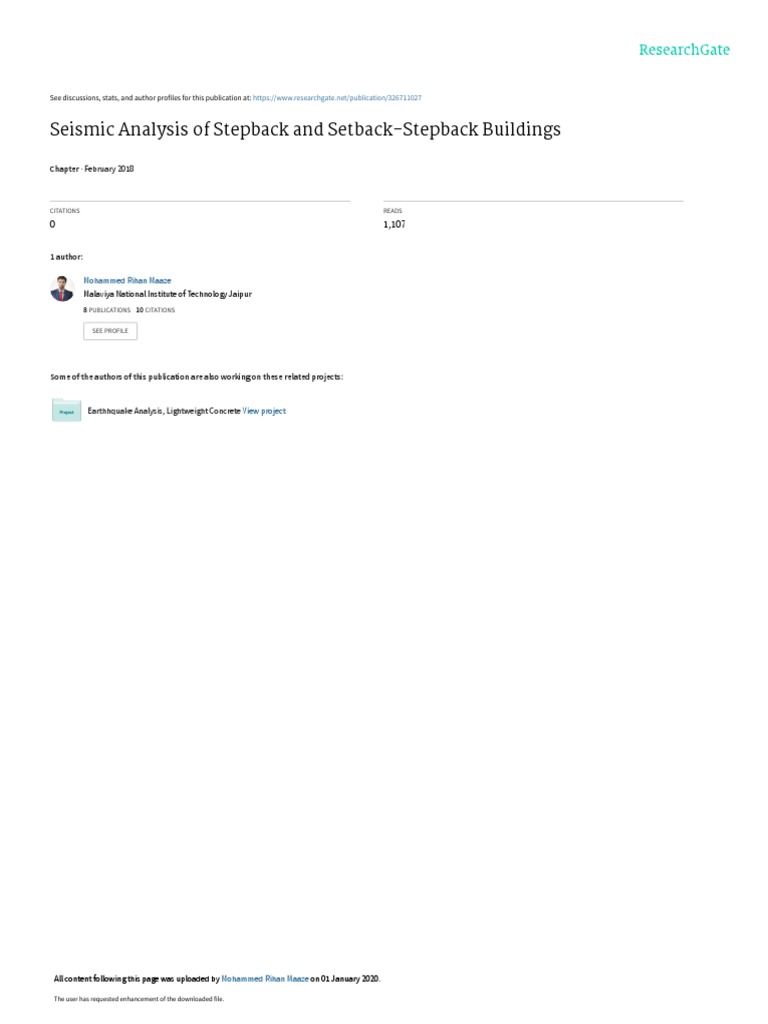 Seismic Analysis of Stepback and Setback-Stepback Buildings: February ...