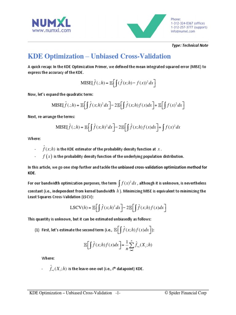 KDE Optimization - Unbiased Cross-Validation | PDF | Algorithms ... KDE Optimization - Unbiased Cross-Validation | PDF | Algorithms ...