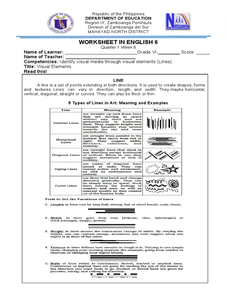 ENGLISH WORKSHEET Grade 6 WEEK 8 | PDF