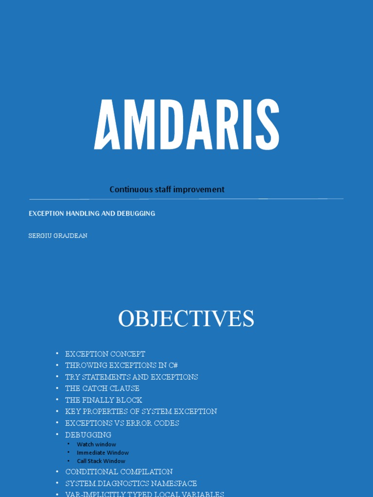 Exception Handling And Debugging Pdf C Sharp Programming Language Debugging 
