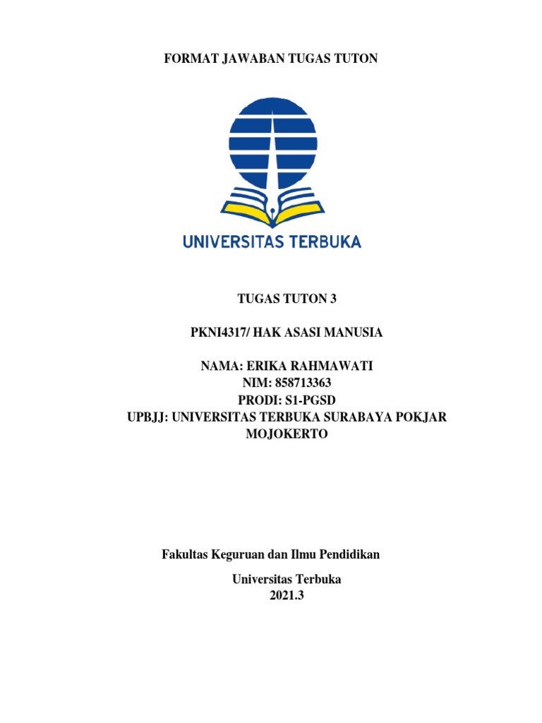 Format Jawaban Tugas Tuton | PDF