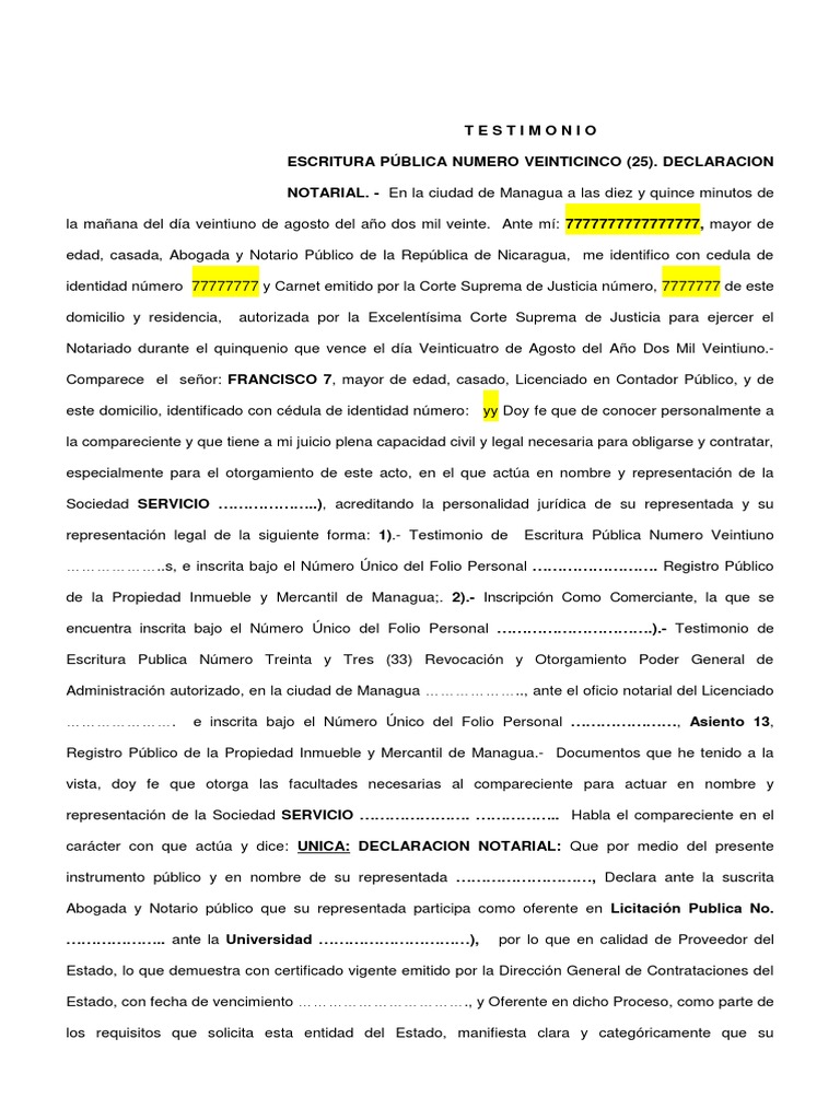 Testimonio Declaraciones Notariales | PDF | Justicia | Crimen y violencia Testimonio Declaraciones Notariales | PDF | Justicia | Crimen y violencia