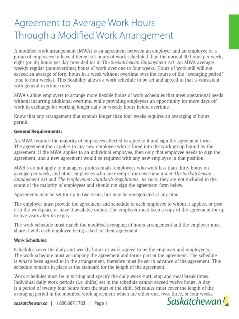 Modified Work Arrangement Agreement | PDF | Overtime | Working Time