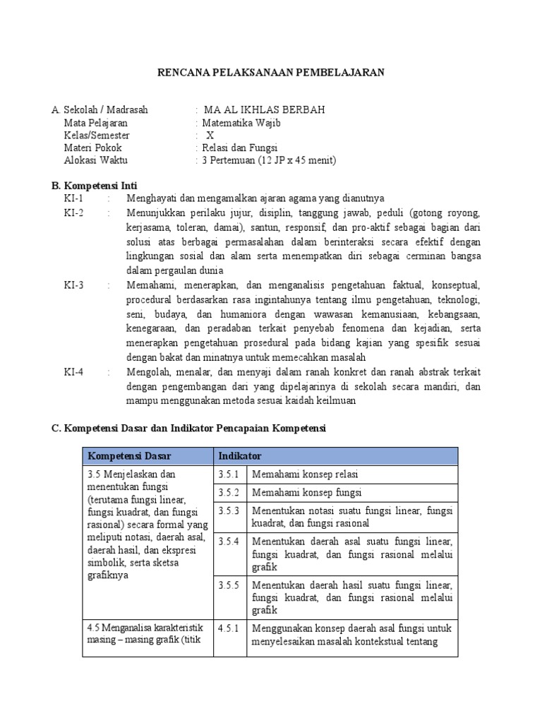 X - RPP KD 3.5 - MTKWAJIB Ok | PDF
