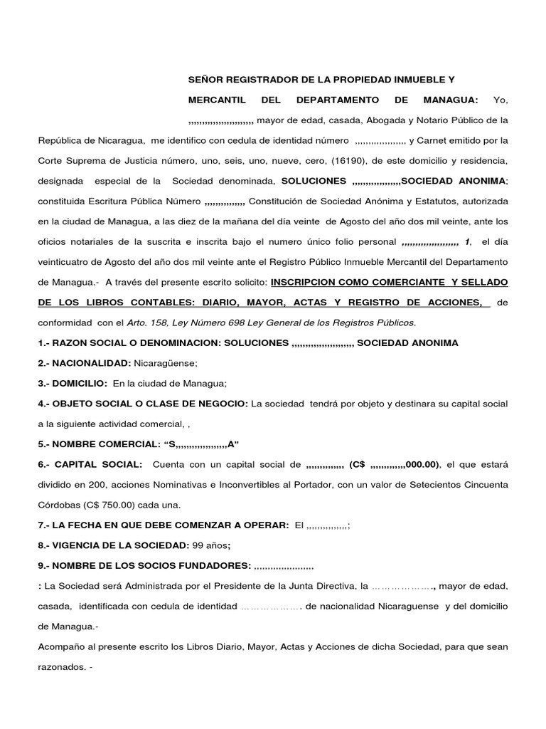 Solicitud de Inscripcion Como Comerciante Soc | PDF