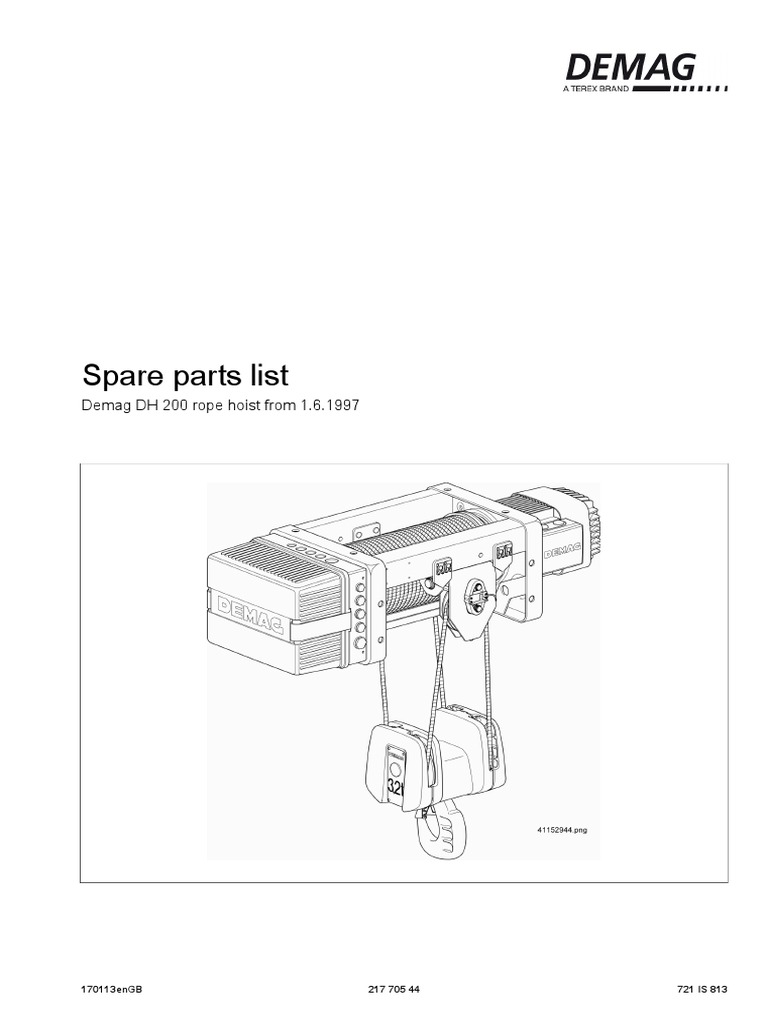 Spare Parts List: Demag DH 200 Rope Hoist From 1.6.1997 | PDF ...