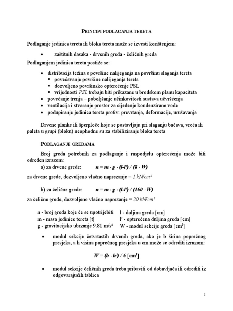 Rincipi Podlaganja Tereta | PDF