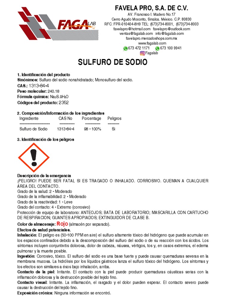 Sulfuro de Sodio | PDF | Agua | Residuos