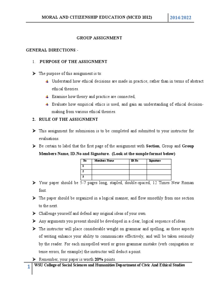 Analyzing Ethical Decision-Making: A Group Assignment on Approaches to Moral Reasoning | PDF ...