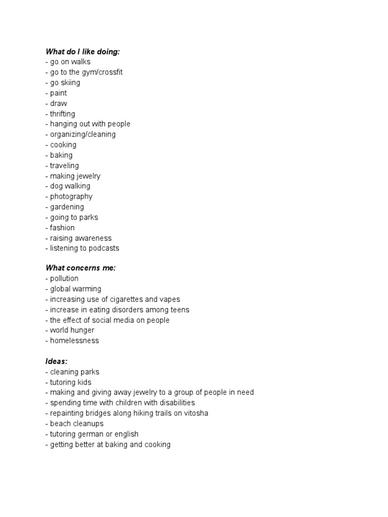 CAS Brainstorming Ideas For IB Students | PDF