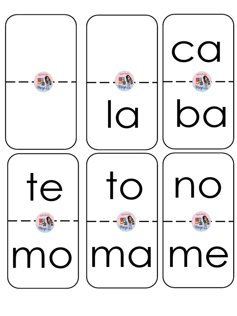 Plantilla de Domino de Silabas | PDF