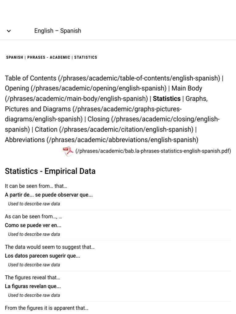 Spanish - Phrases - Academic - Statistics | PDF