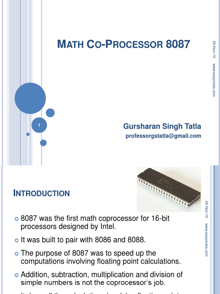 Overview of Intel 8087 Coprocessor | PDF | Instruction Set | Central ...