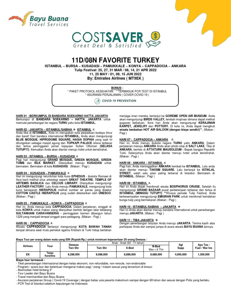 11D/08N Favorite Turkey | PDF
