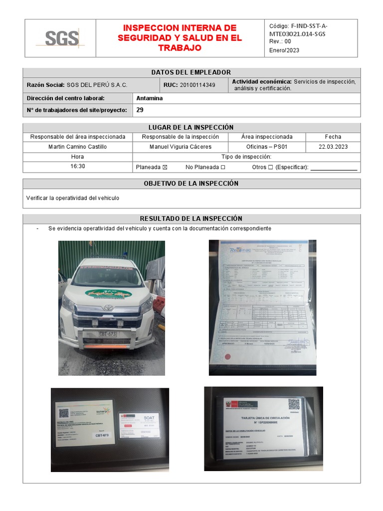 Inspeccion de Vehiculos CBT673 PS01 Marzo M.V | PDF | Tecnologías ...