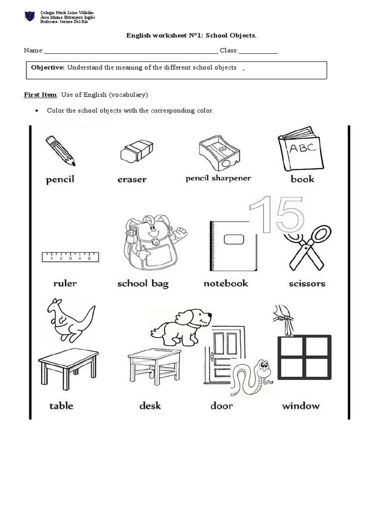 Guia 1° School Objects | PDF
