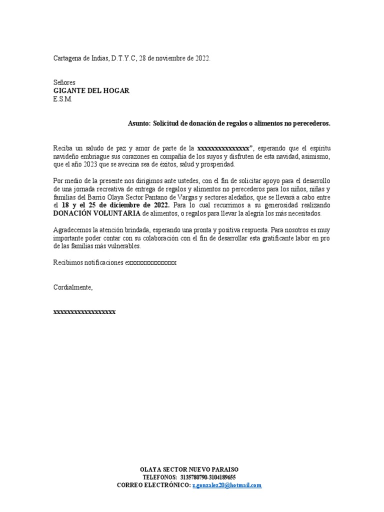 Carta Solicitud Donacion | PDF