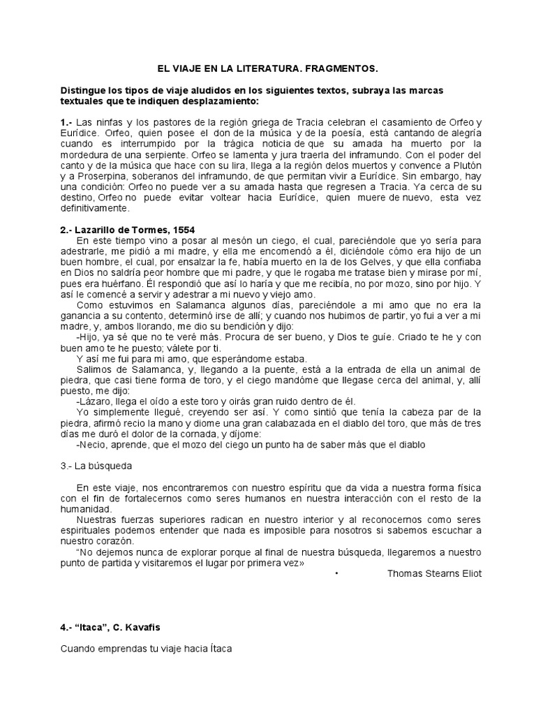 Fragmentos sobre el viaje literario | PDF