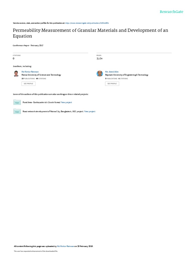 Paper Permeability | PDF | Porosity | Permeability (Earth Sciences)