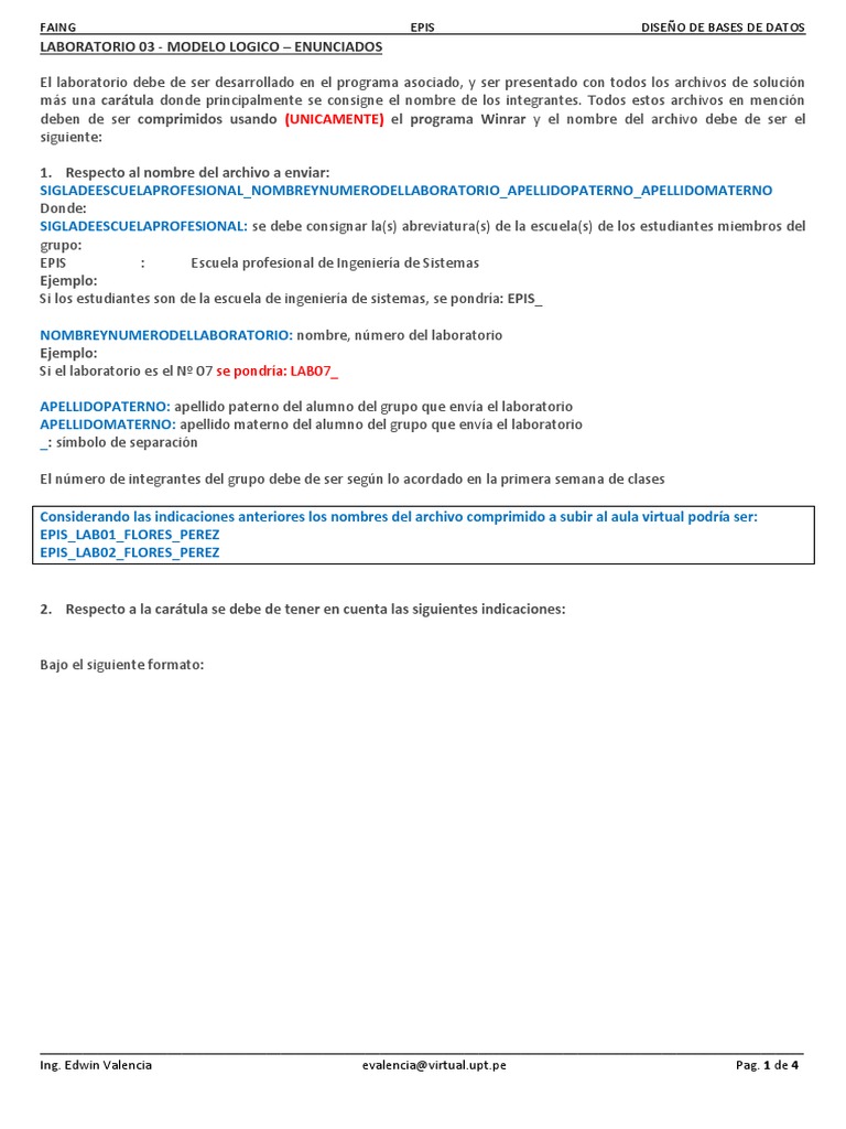 Laboratorio 03 - Modelo Logico - Enunciados | PDF | Hospital | Medicina