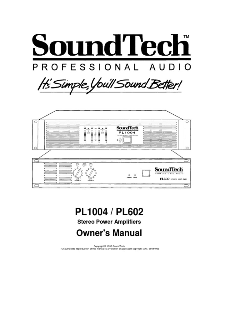 PL602, PL1004 - Owner's Manual | PDF