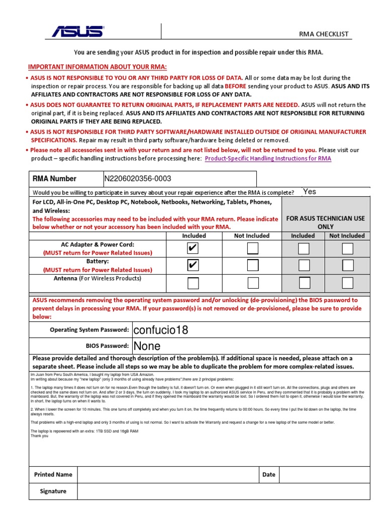 Confucio18 None: You Are Sending Your ASUS Product in For Inspection ...