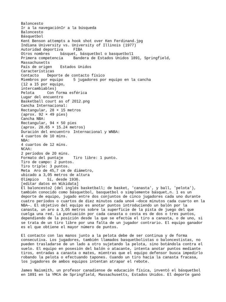Historia Del Baloncesto | PDF | Asociacion Nacional de Basquetbol ...