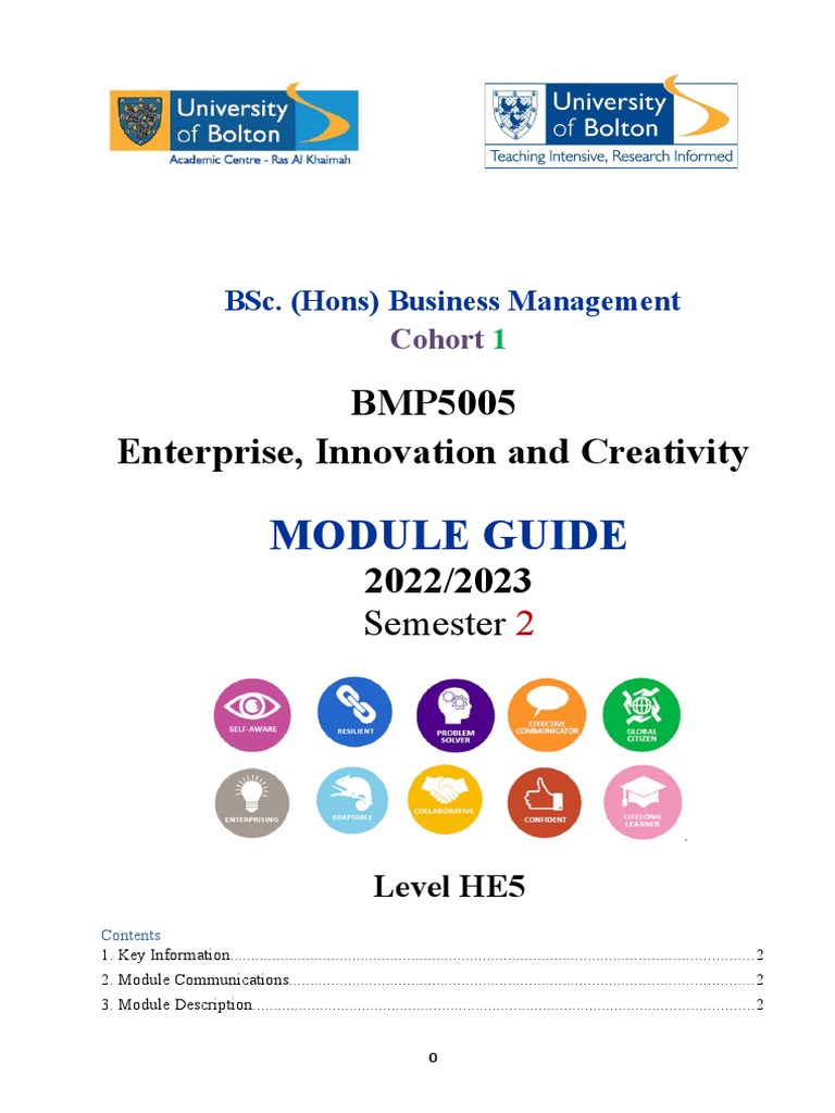 BMP5005 Module Guide | PDF | Educational Assessment | Critical Thinking