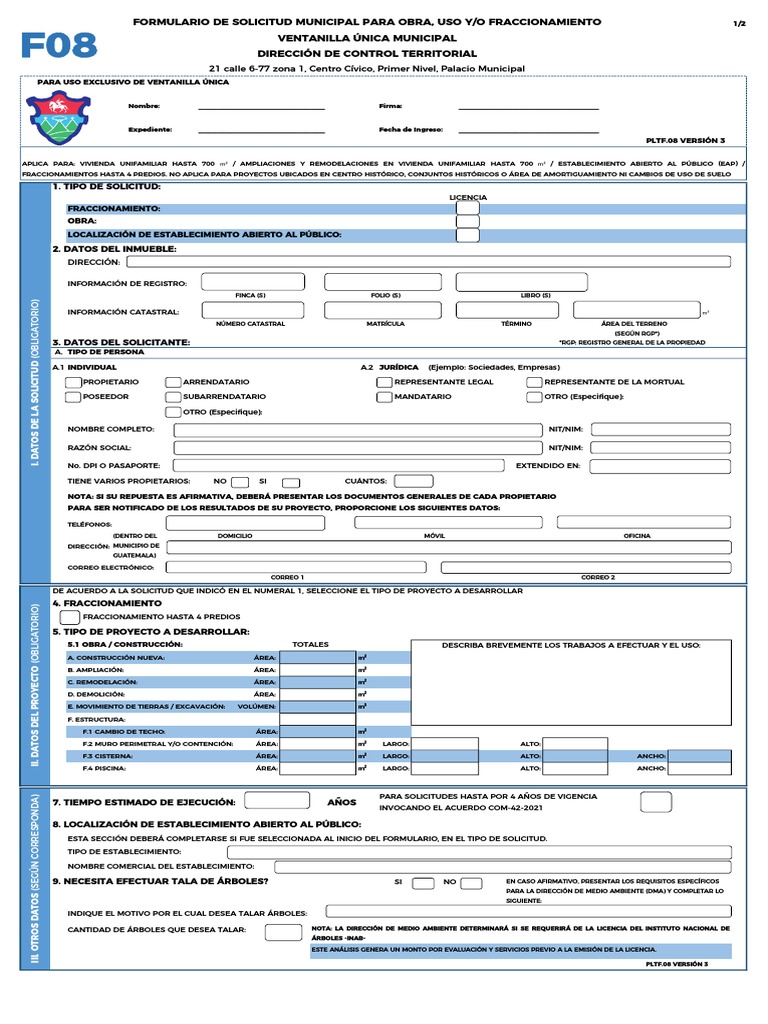 Formulario F-08 para Licencia Municipal | PDF