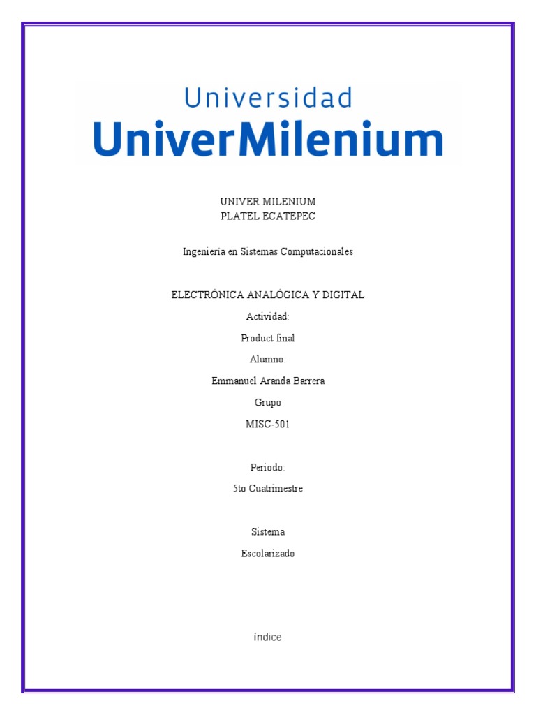 Univer Milenium Platel Ecatepec Ingeniería en Sistemas Computacionales ...
