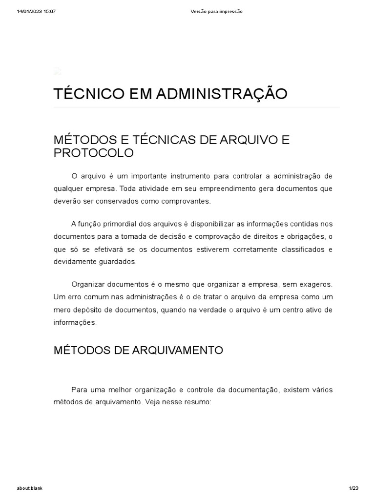 Métodos e Técnicas de Arquivo e Protocolo | PDF | Documento