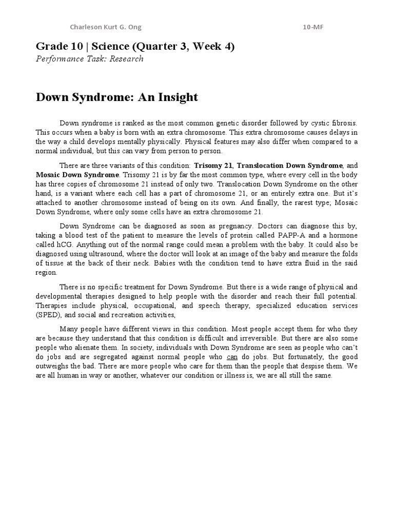 SCI-Down Syndrome | PDF | Down Syndrome | Diseases And Disorders