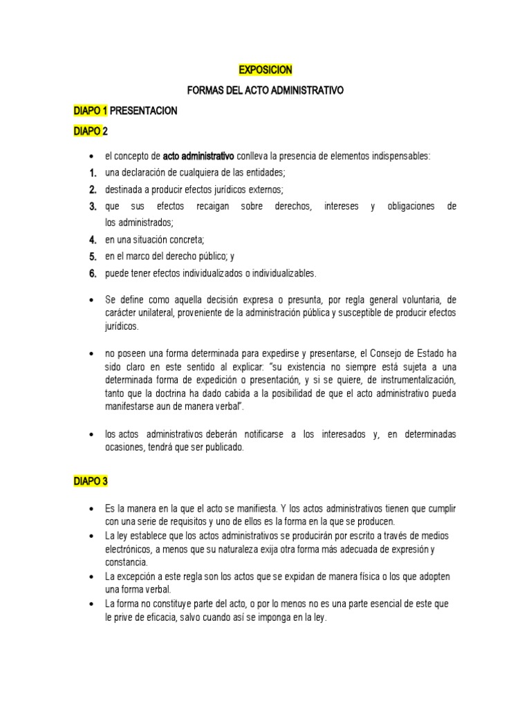 Formas del Acto Administrativo Verbal | PDF | Demanda judicial | Justicia