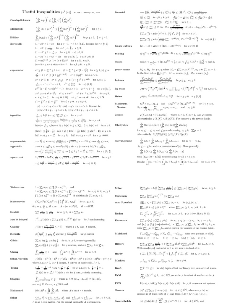 Inequalities in Analysis | PDF | Arithmetic | Mathematical Objects