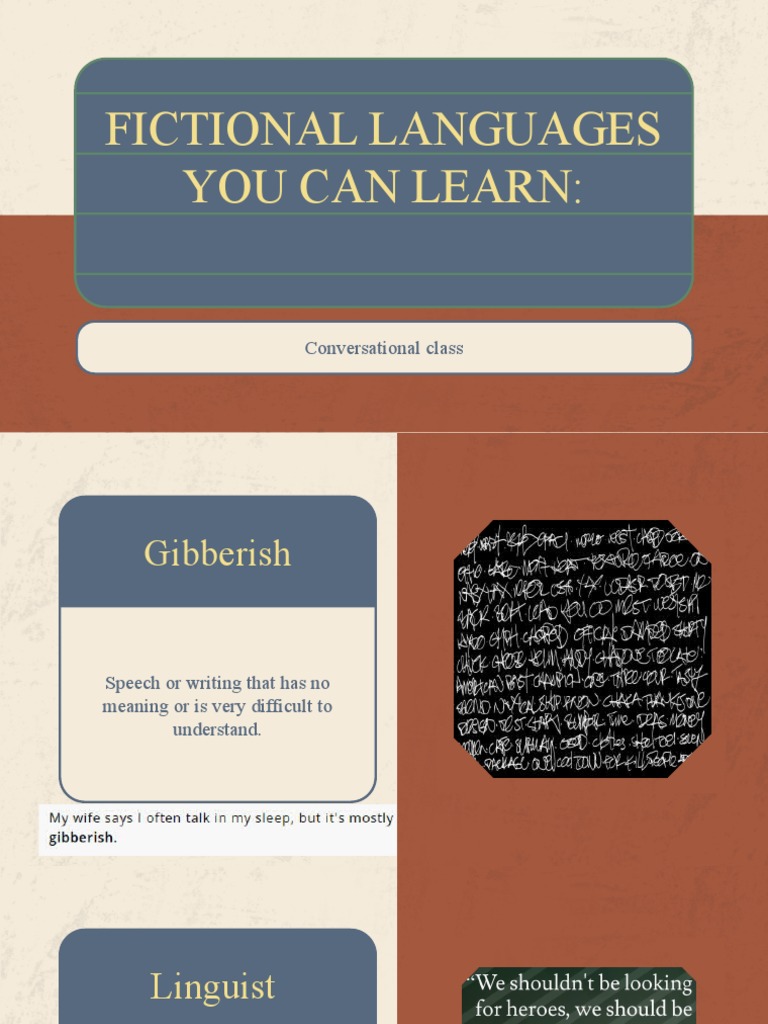 Fictional Languages You Can Learn:: Conversational Class | PDF ...