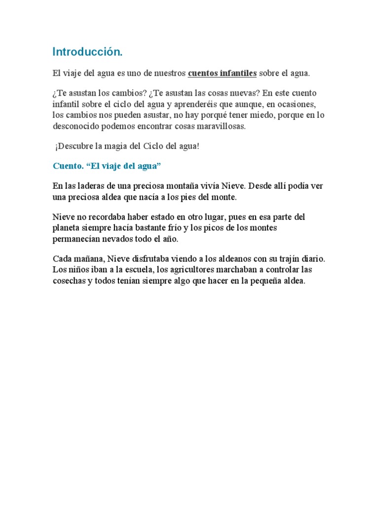 Introducción.: Cuento. "El Viaje Del Agua" | PDF | Arte | Poesía