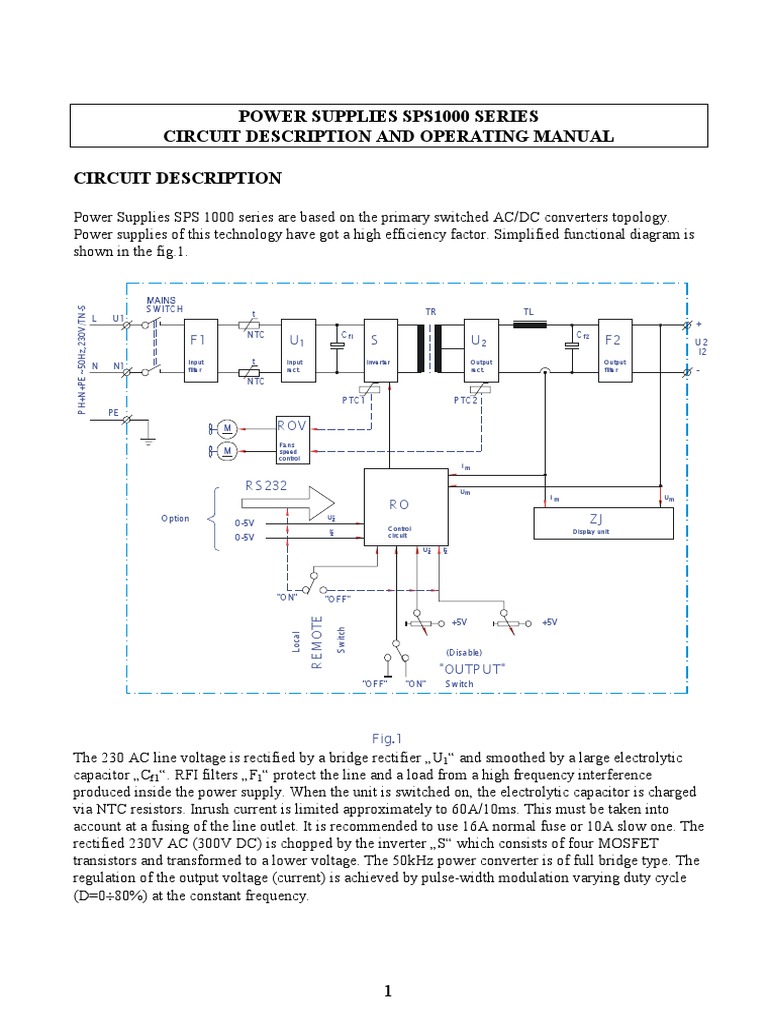 Power Supplies SPS1000 Series Operating Manual | PDF | Power Supply | Rectifier
