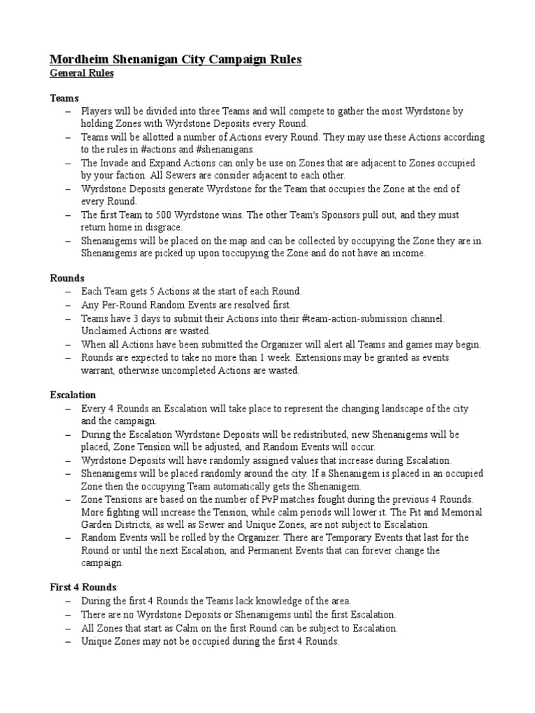 Mordheim Campaign Strategy Guide | PDF | History