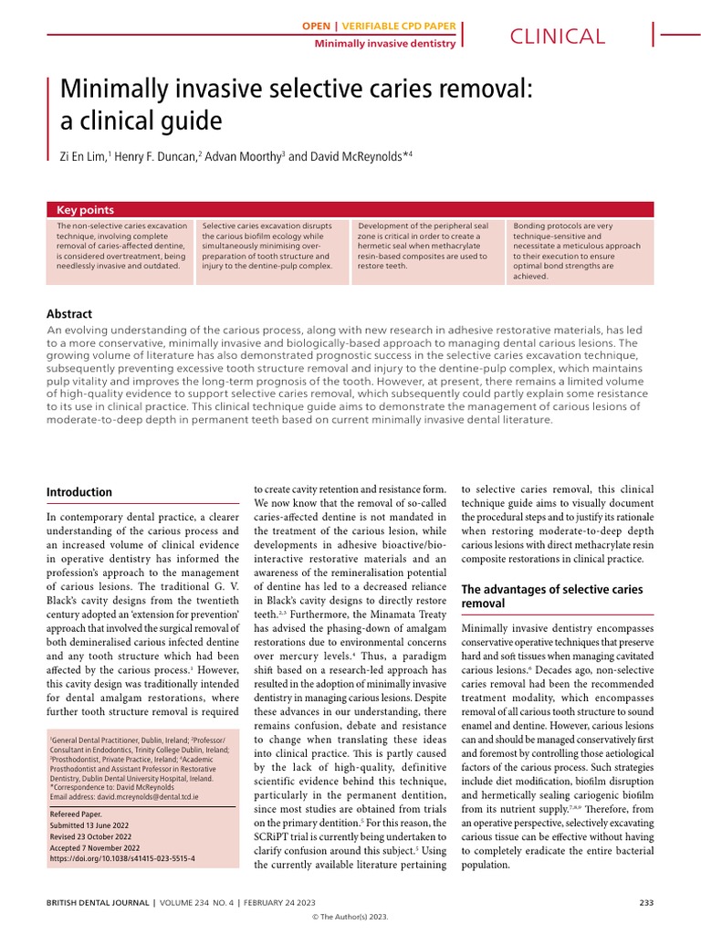 Minimally Invasive Caries Management Protocol | PDF | Dental Composite ...