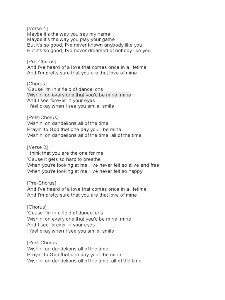 Dandelions - Ruth.B | PDF