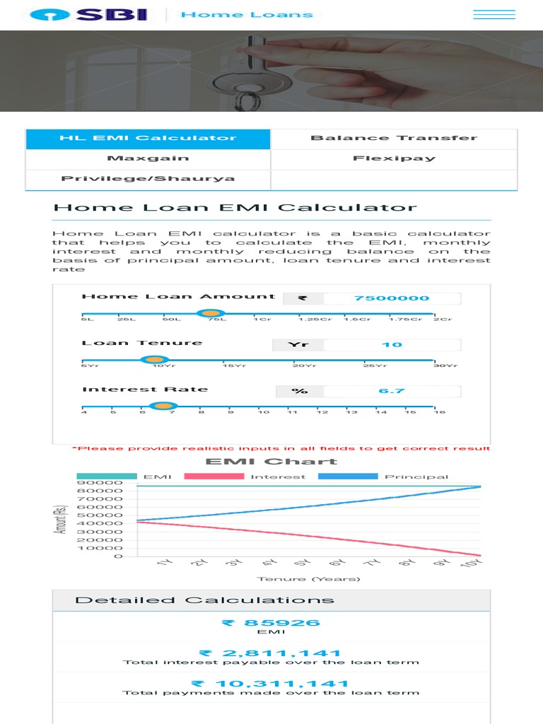 SBI Home Loans EMI Calculators | PDF | Interest | Mortgage Loan