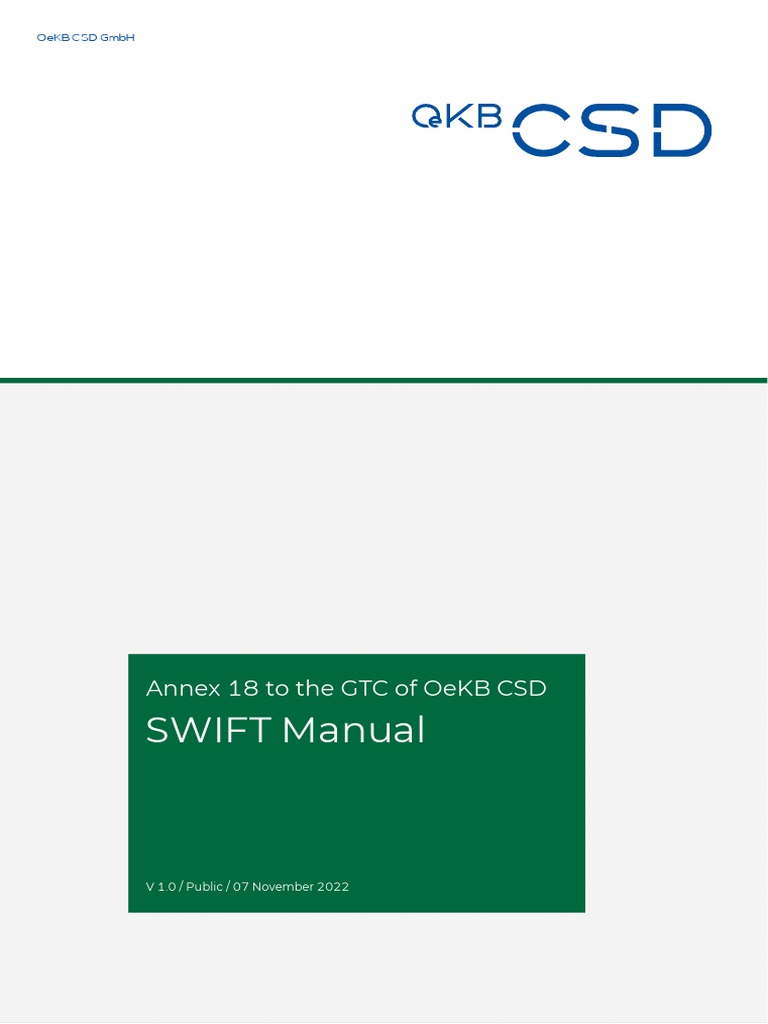 Annex 18 SWIFT Manual | PDF | Financial Markets | Private Sector